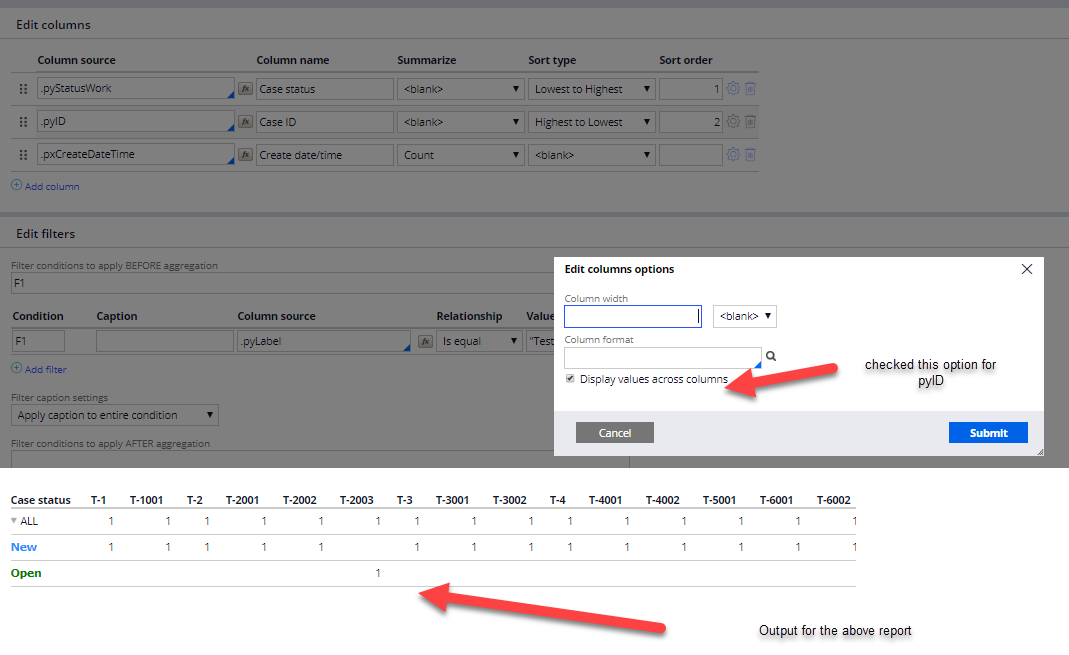 Transposing Row Values To Column Values In A List Report Support Center